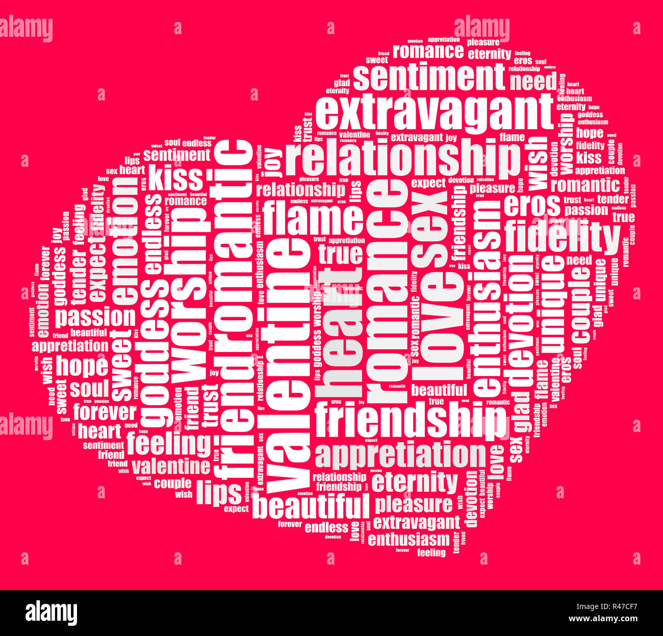 Valentine word cloud shaped as a heart Stock Photo - Alamy