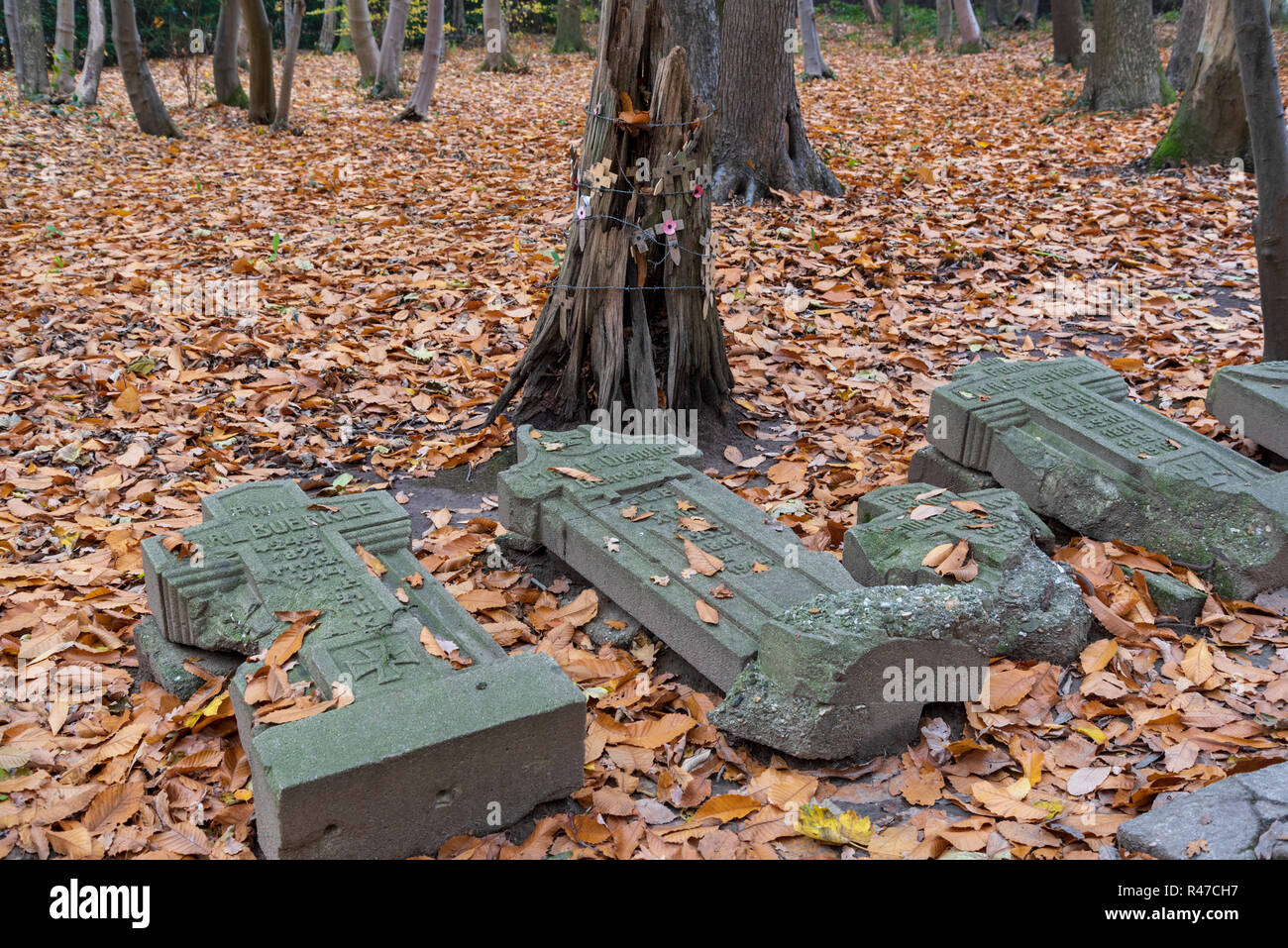 Early German gravestones erected in the First World War and discarded ...