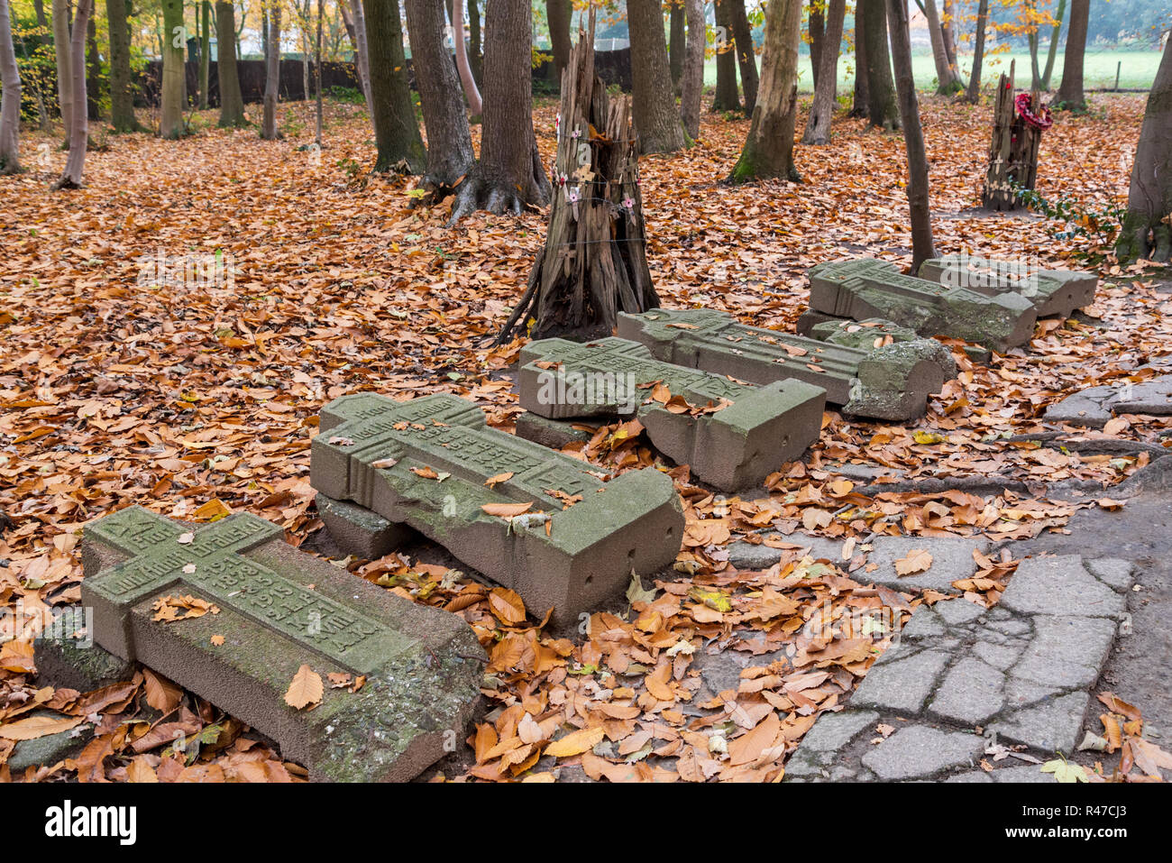 Early German gravestones erected in the First World War and discarded ...