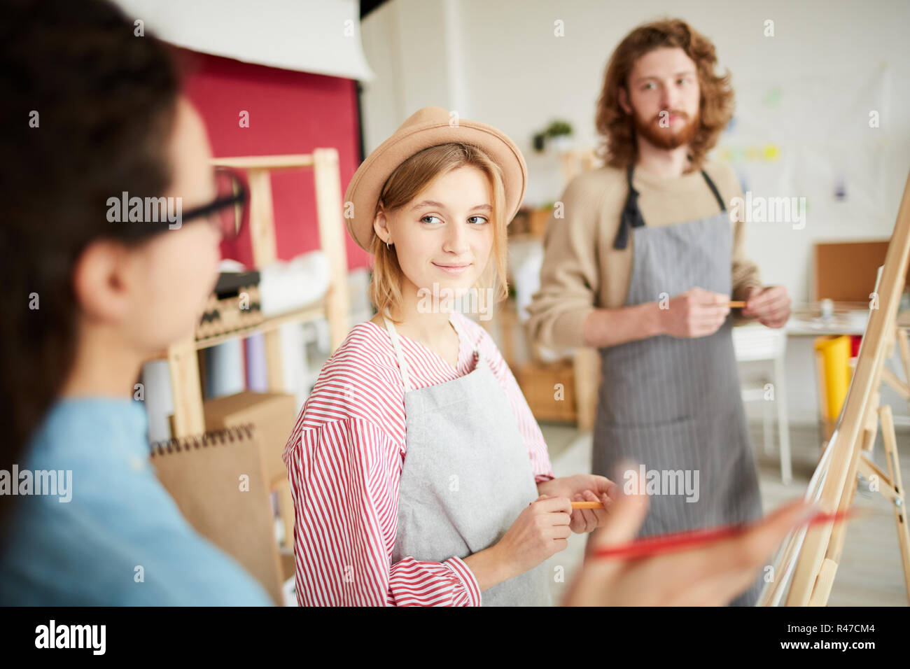 Groupmates at lesson Stock Photo - Alamy