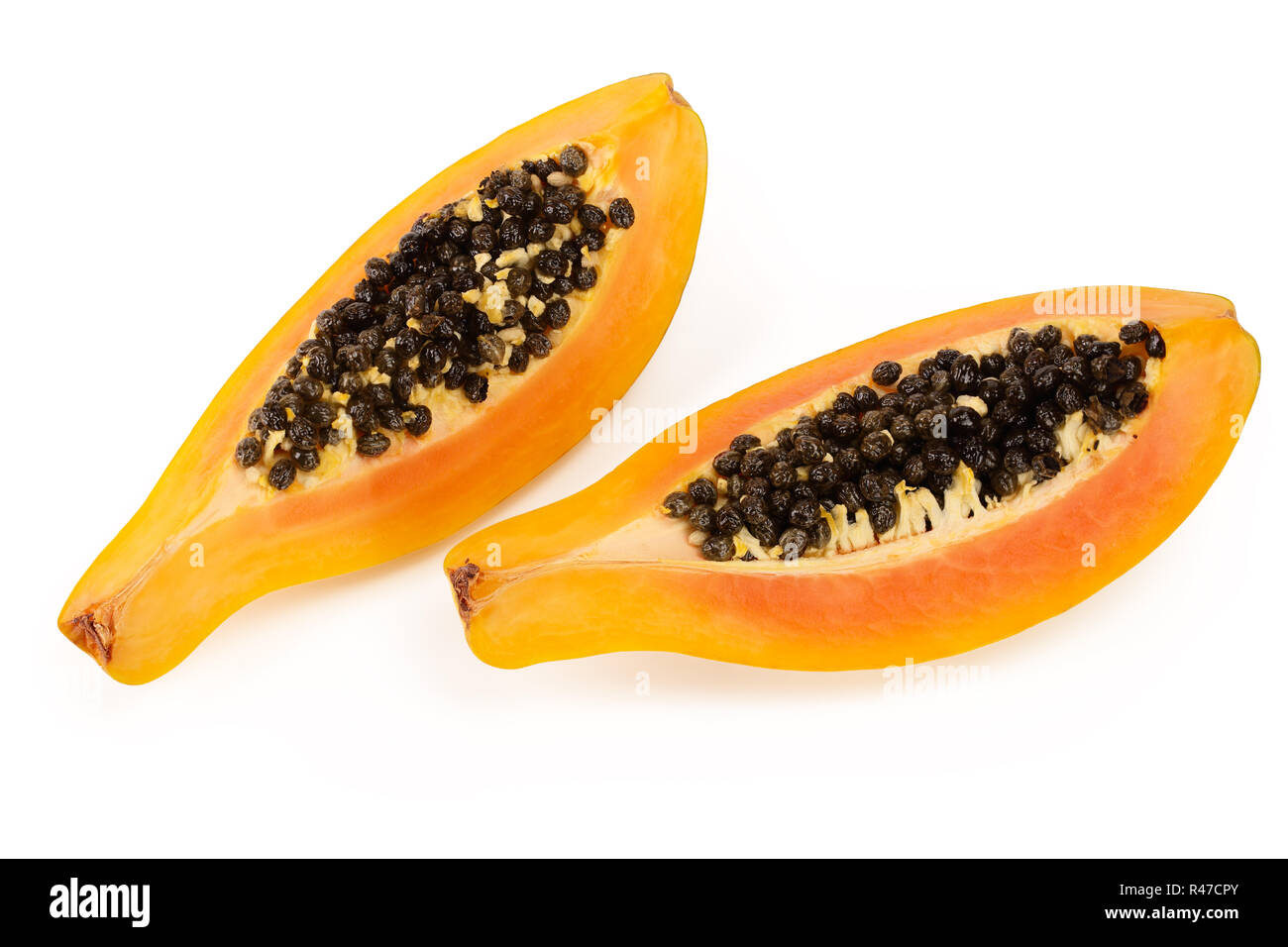 half of ripe papaya isolated on a white background Stock Photo - Alamy
