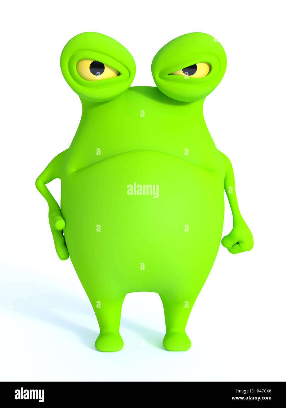 Cute green monster looking very angry Stock Photo - Alamy