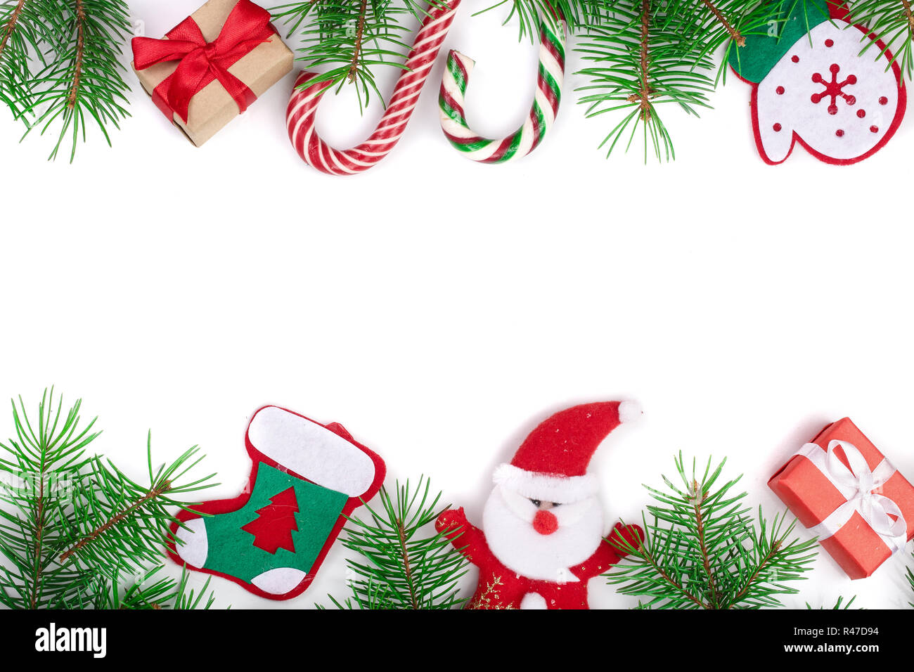 Christmas frame decorated isolated on white background with copy space ...