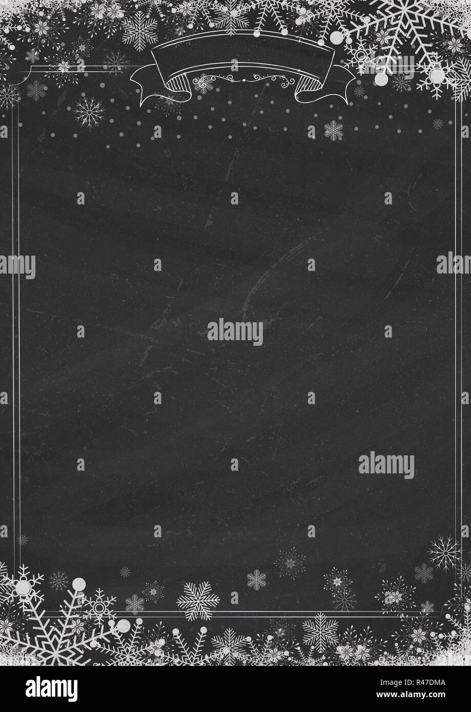 Blackboard background with snow and snowflake Stock Photo - Alamy
