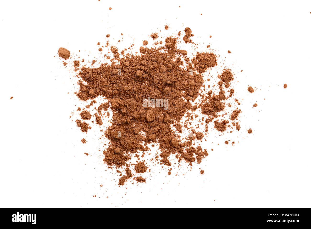 pile of cocoa powder isolated on white background. Top view. Flat lay ...