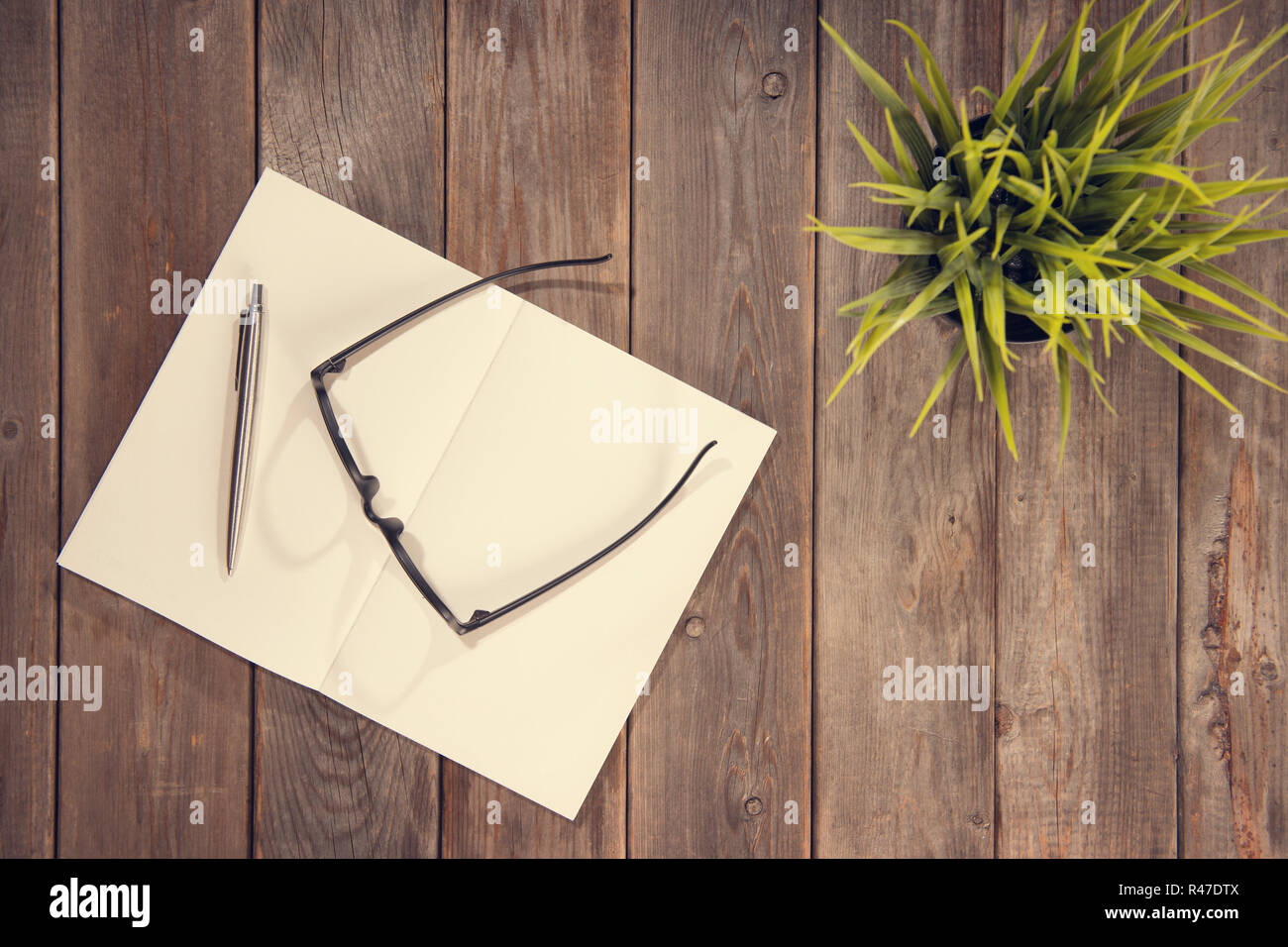 Top view work table Stock Photo - Alamy