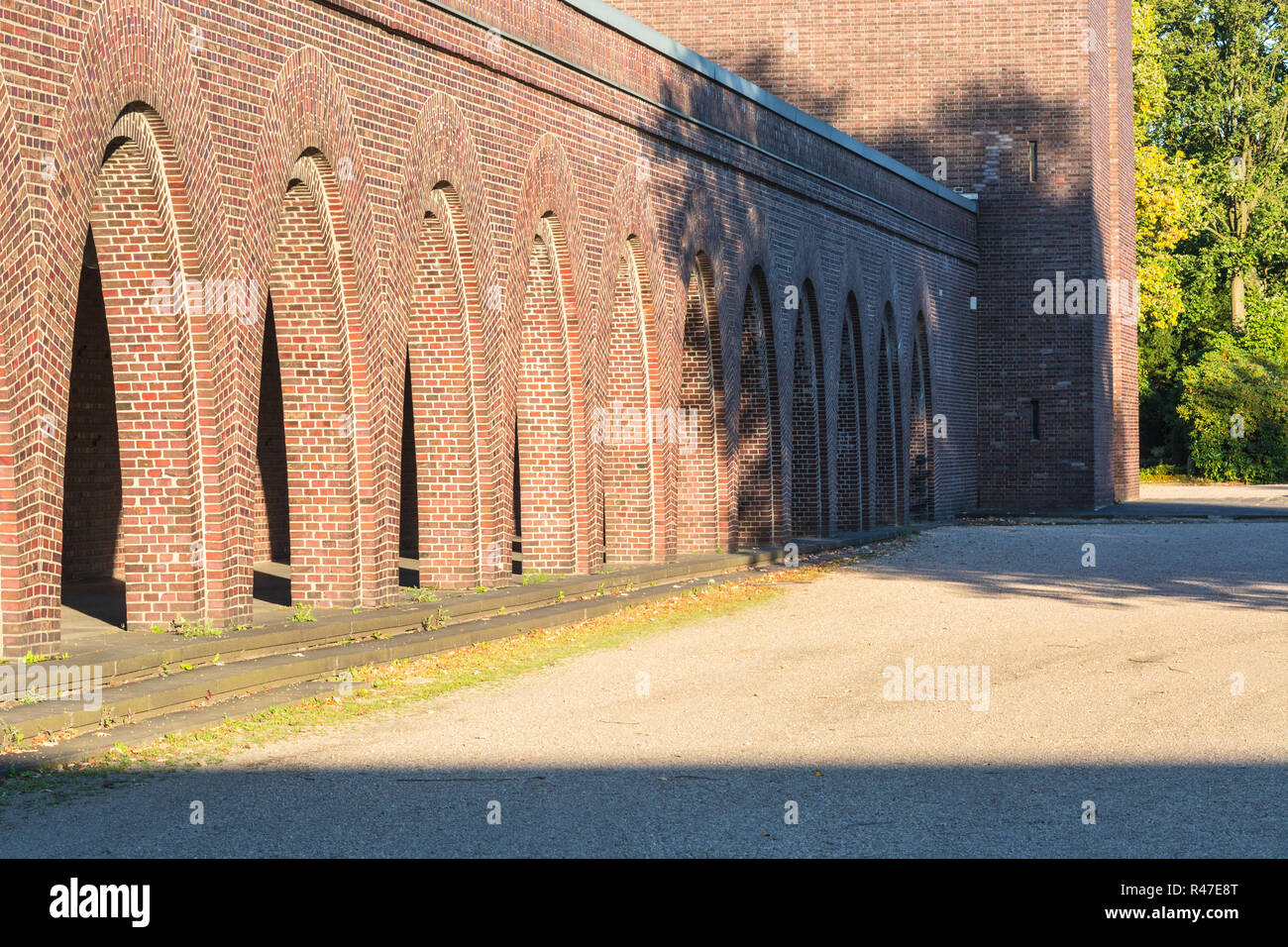 building with arches of brick Stock Photo - Alamy