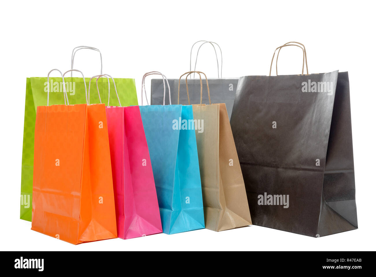 Shopping bags collection on white background Stock Photo - Alamy