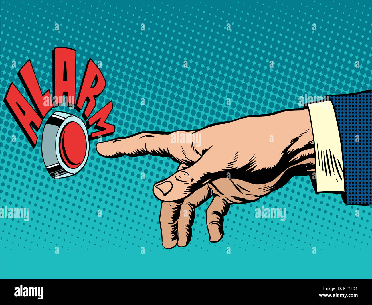 hand presses alarm button Stock Photo - Alamy