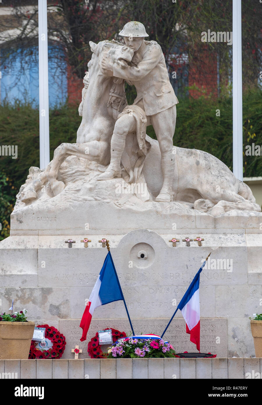 58th (London) Division memorial depicting artilleryman cradling wounded ...