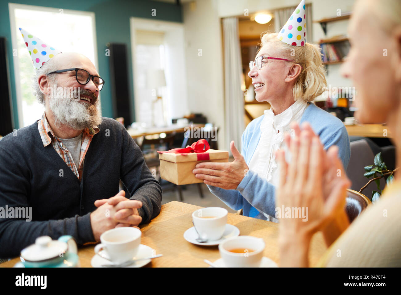 Woman congratulate birthday hi-res stock photography and images - Alamy