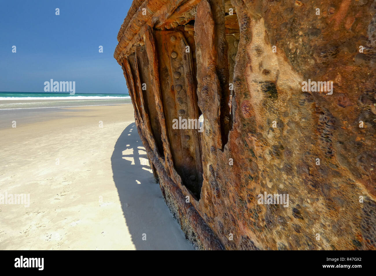 Side of Rusted Shipwreck on Fraser Island Stock Photo - Alamy