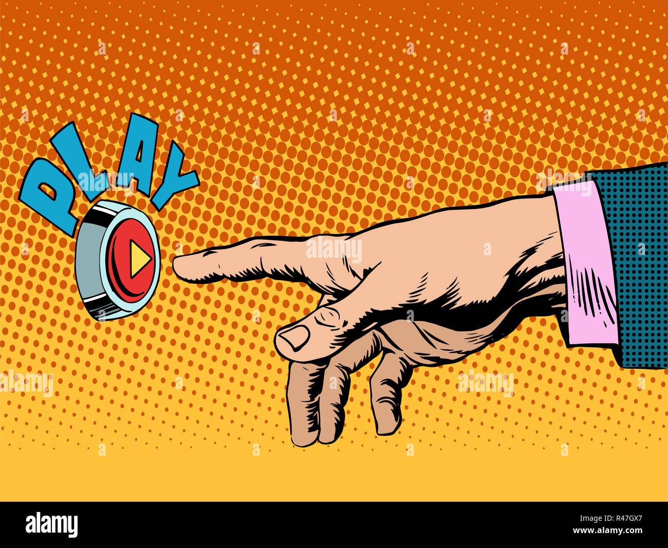 Play button hand press Stock Photo - Alamy