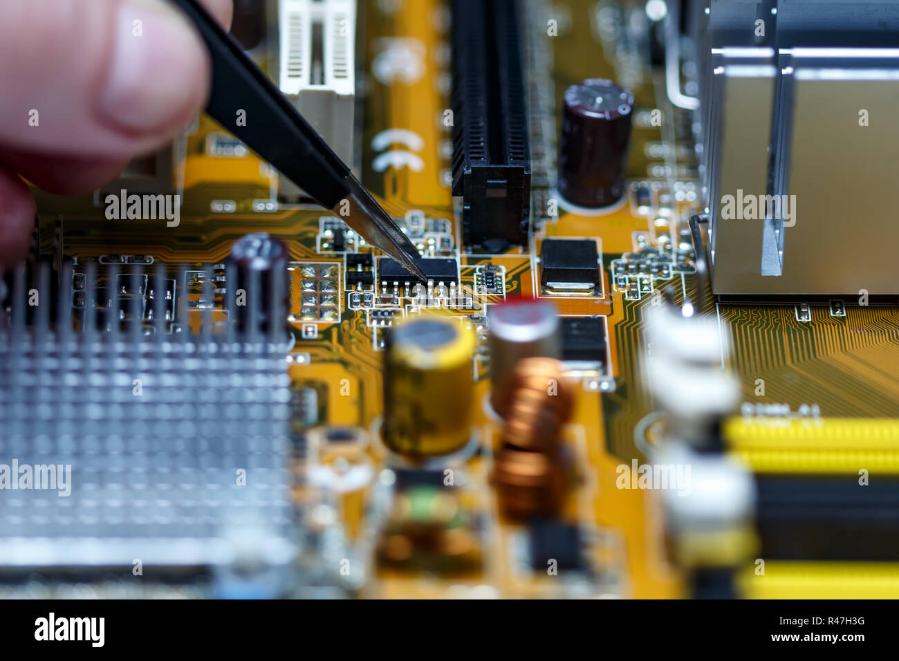 Electronic circuit board close up Stock Photo - Alamy