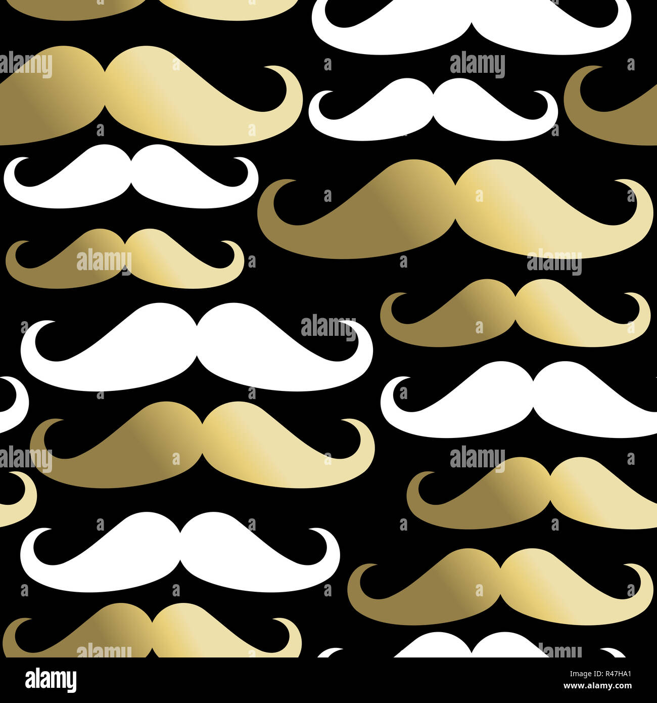 Hipster seamless pattern mustache man gold icon Stock Photo - Alamy