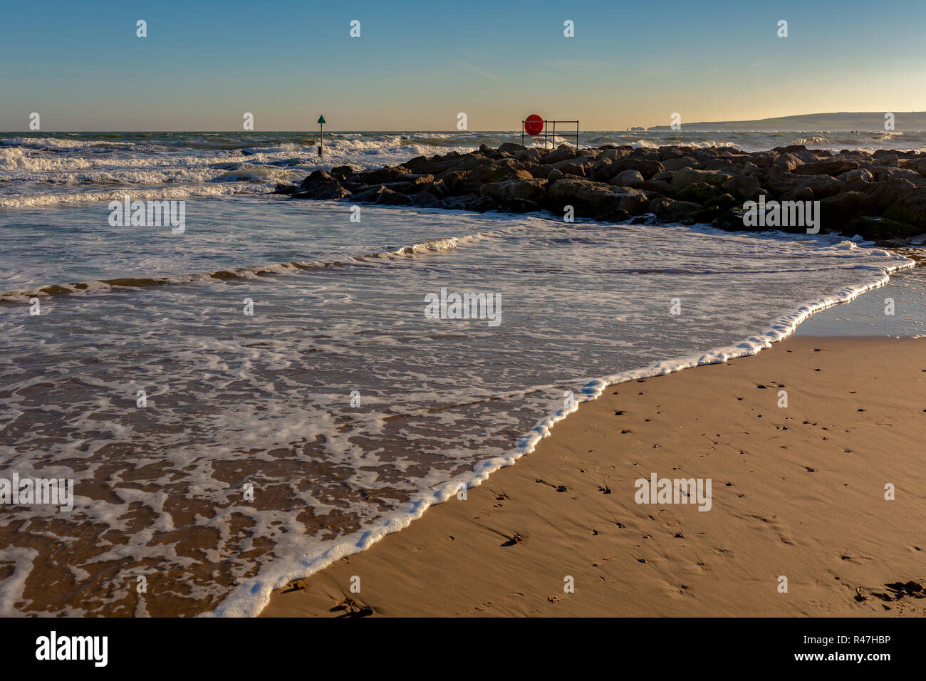 Colour landscape photograph looking out into the English channel with ...
