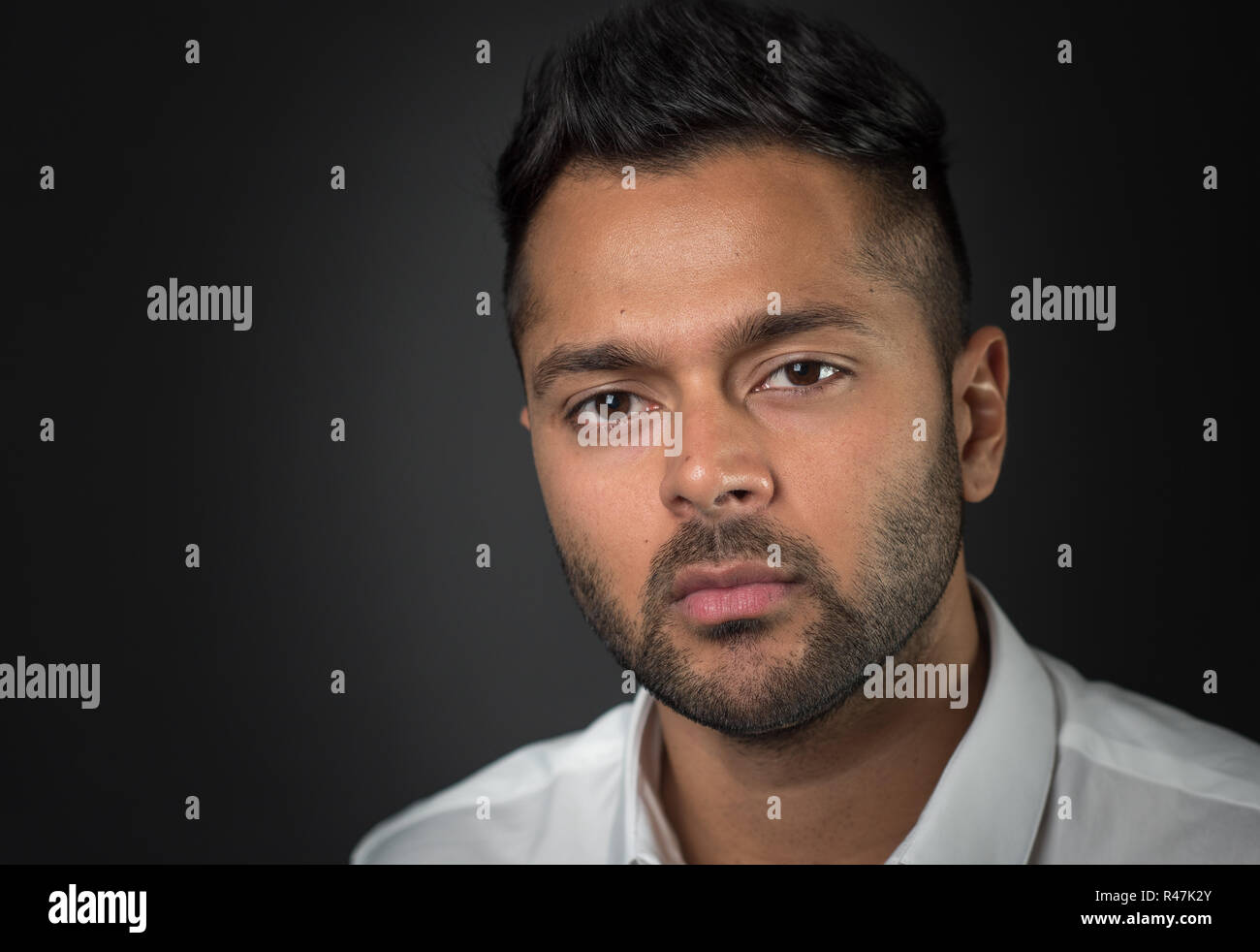 dreamy woman portrait with three day beard Stock Photo - Alamy