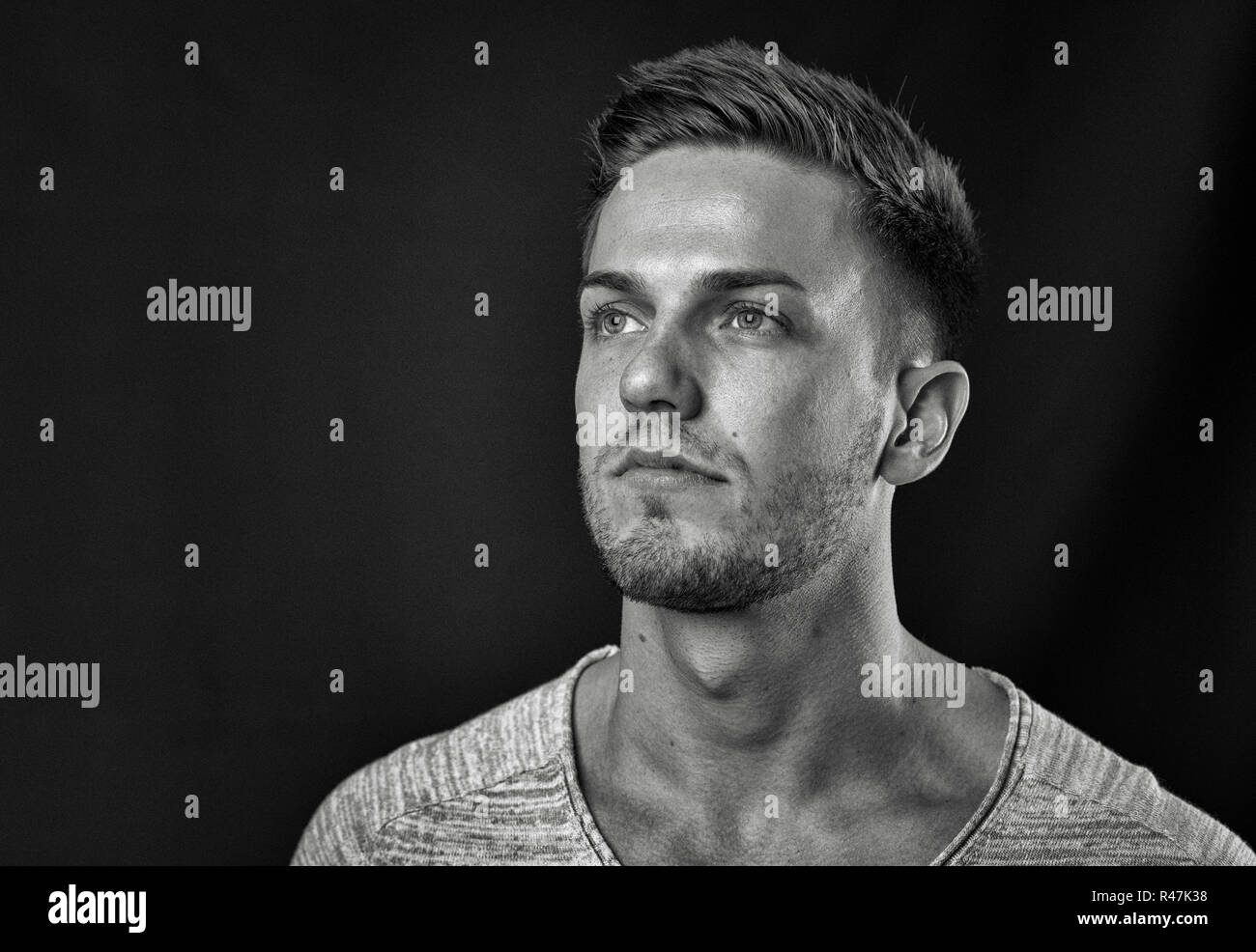 dream man portrait with three day beard Stock Photo - Alamy