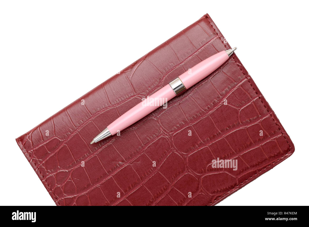leather notebook and pen Stock Photo - Alamy