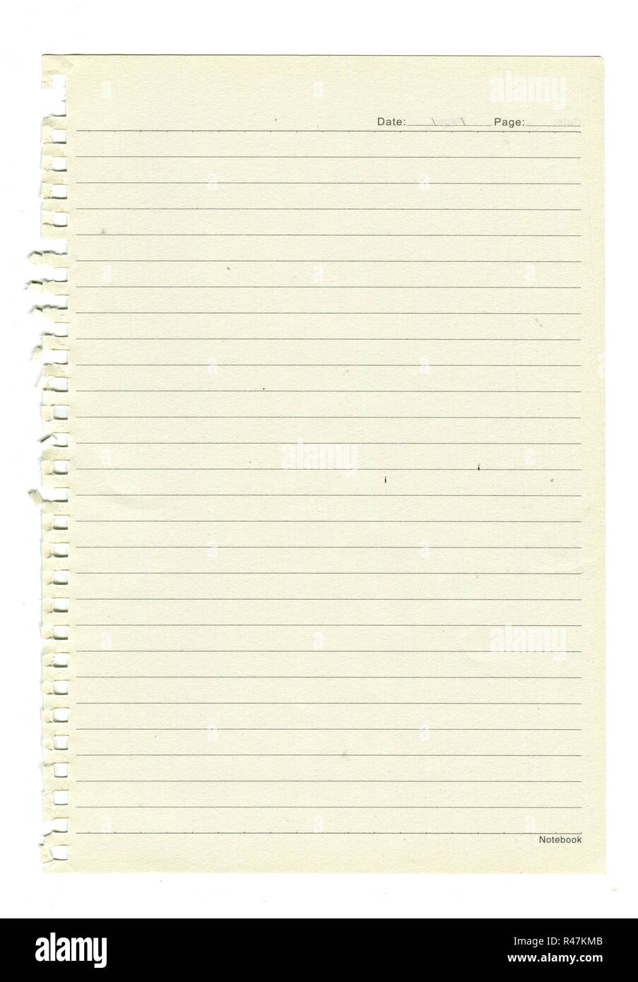 page ripped off from the notebook Stock Photo - Alamy