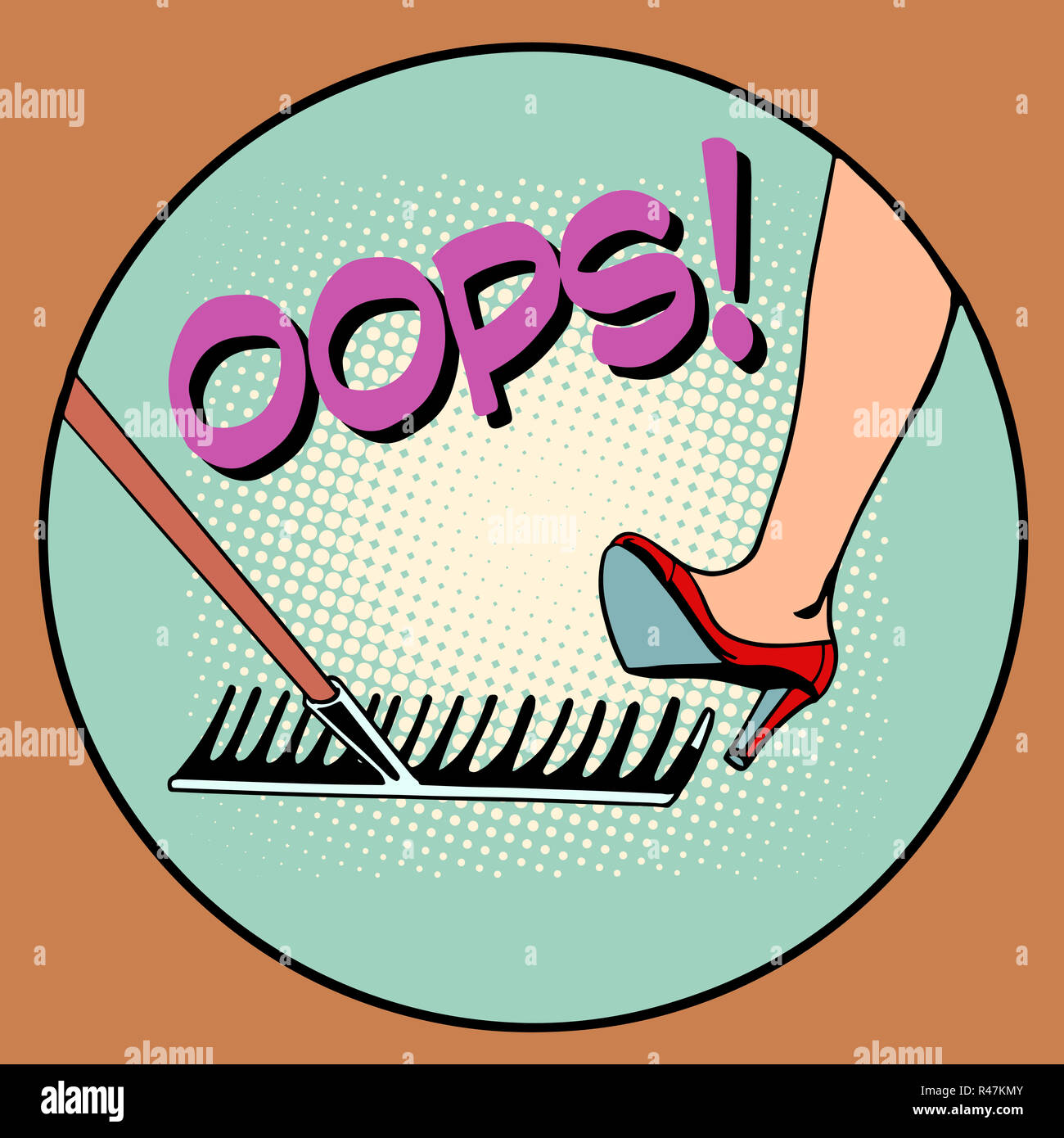 Woman step on the same rake Stock Photo - Alamy