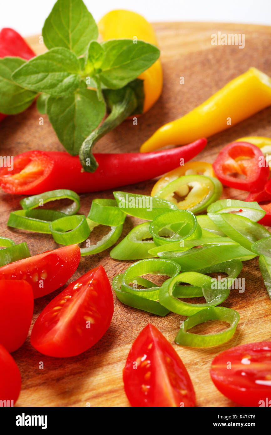 Chopped fresh vegetables Stock Photo - Alamy