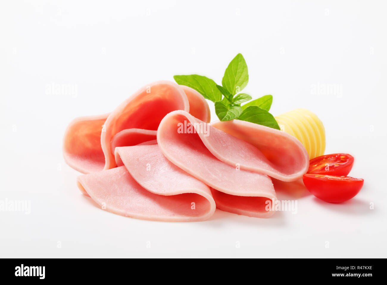Thin slices of ham Stock Photo - Alamy