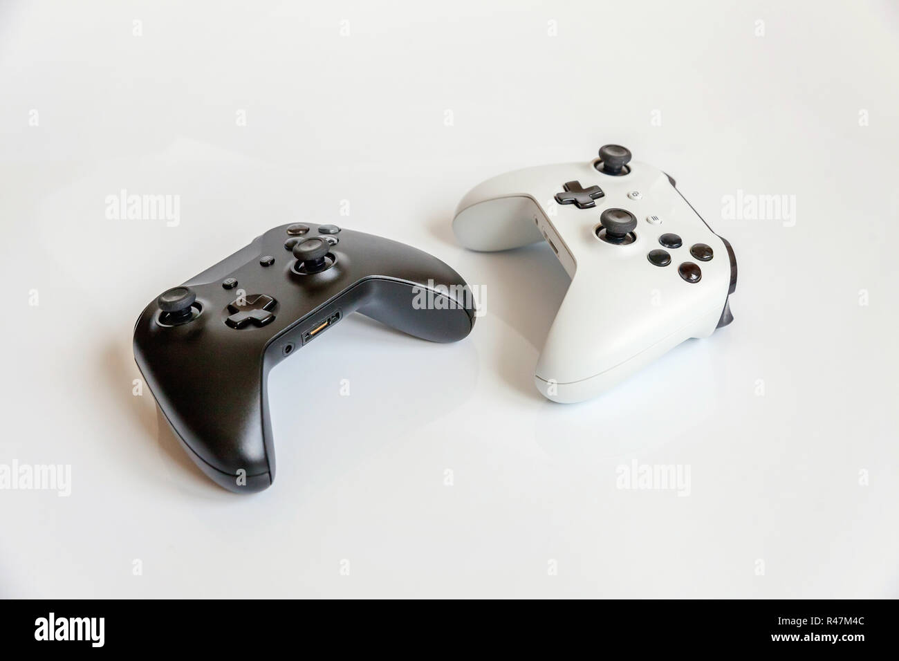 White And Black Two Joystick Gamepad Game Console Isolated On White Background Computer Gaming