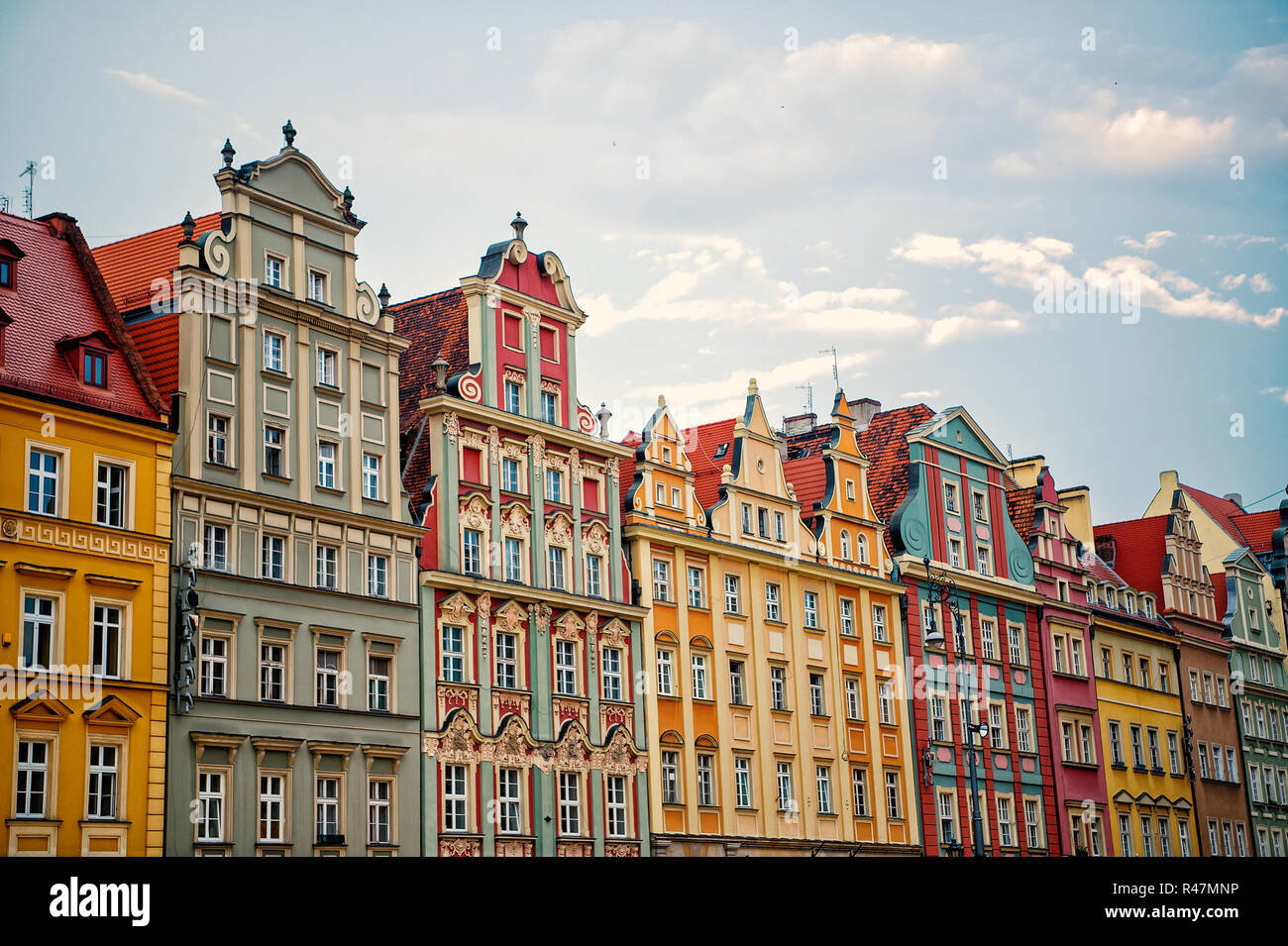 Houses with colorful facades on market square in wroclaw, poland on ...