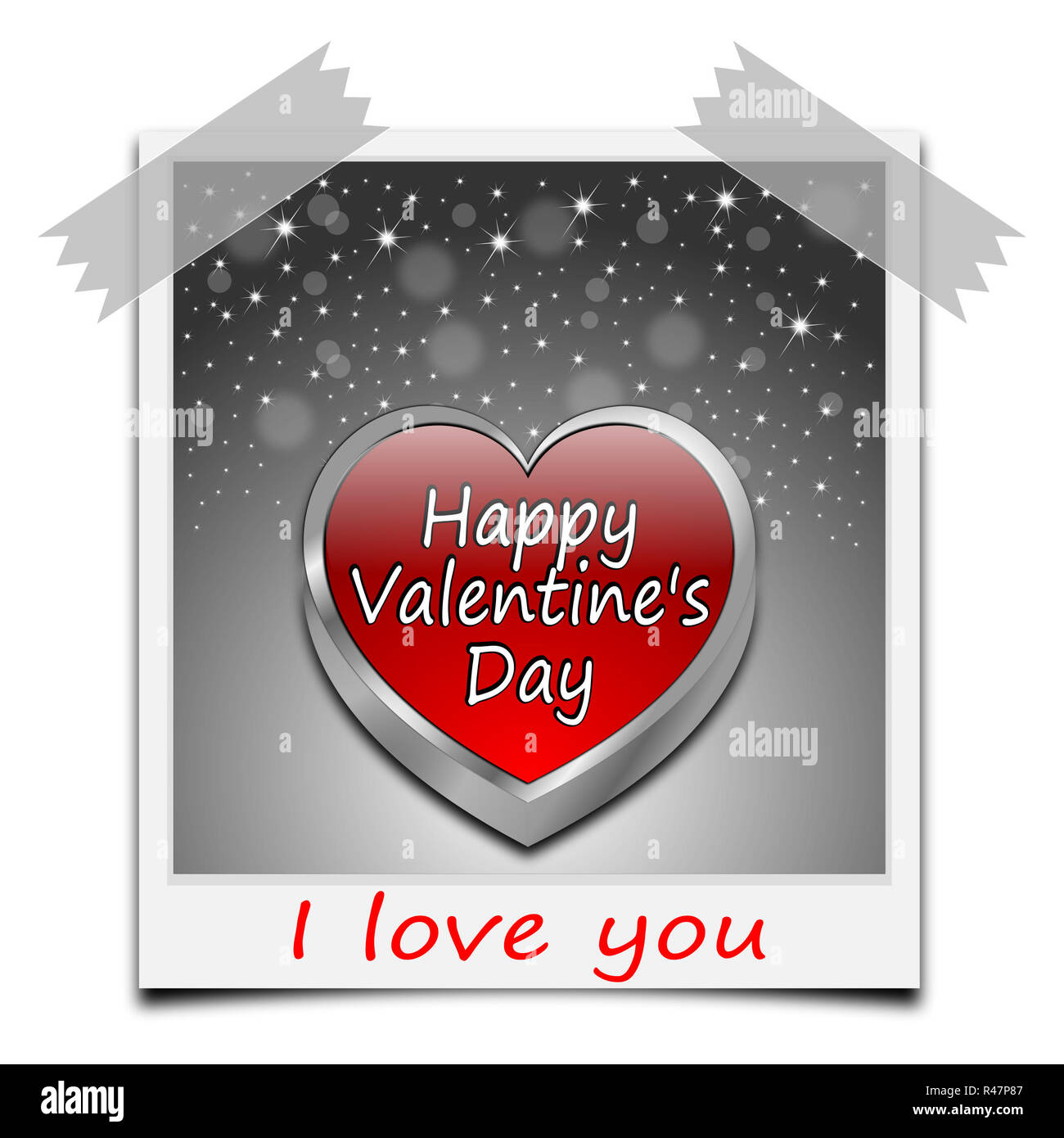 happy Valentine's Day on instant photo Stock Photo - Alamy