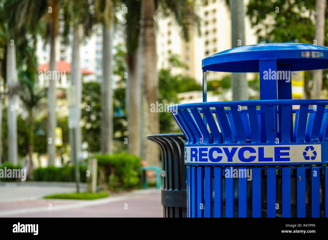 Blue Recycle Bin Stock Photo - Alamy