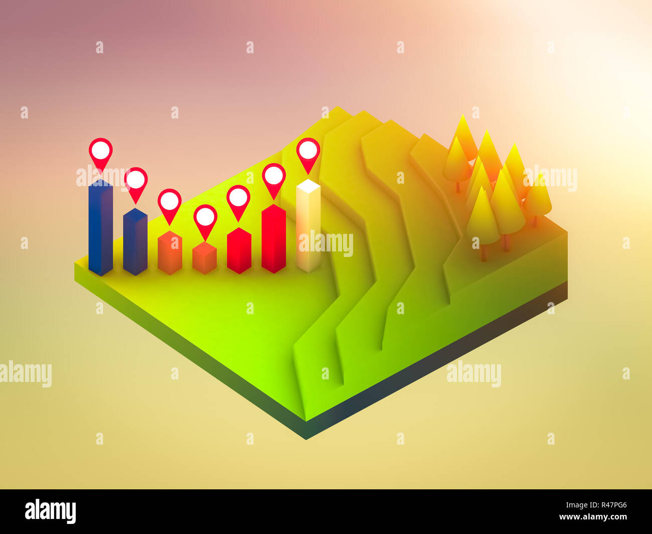 landscape concept isometric infographic,showing data analytics Stock ...