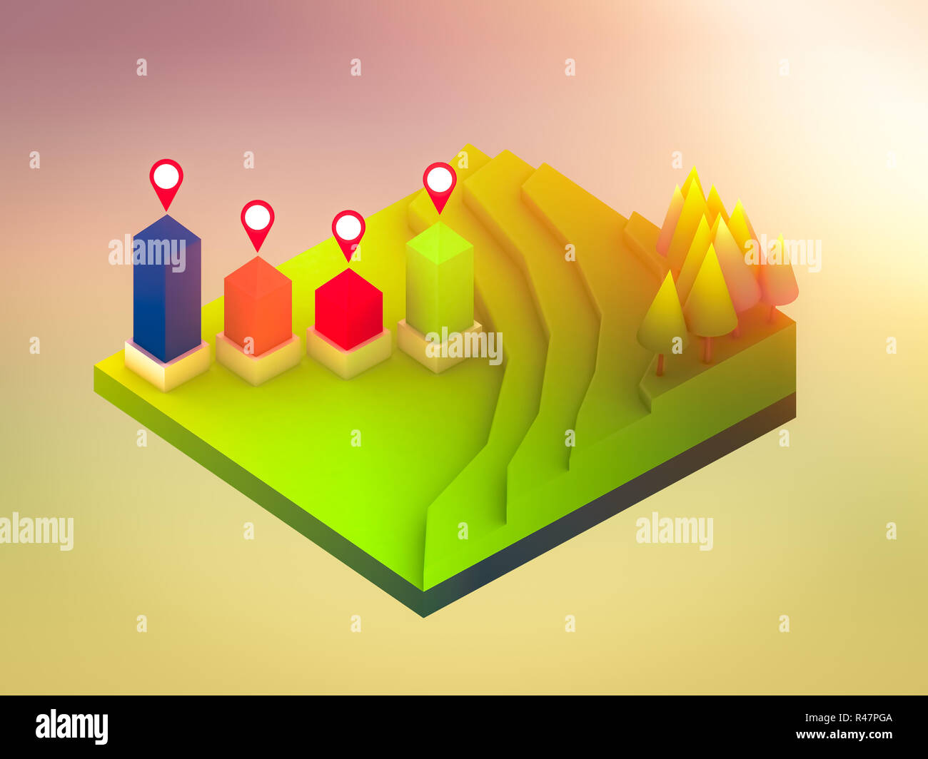 landscape concept isometric infographic,showing data analytics Stock ...