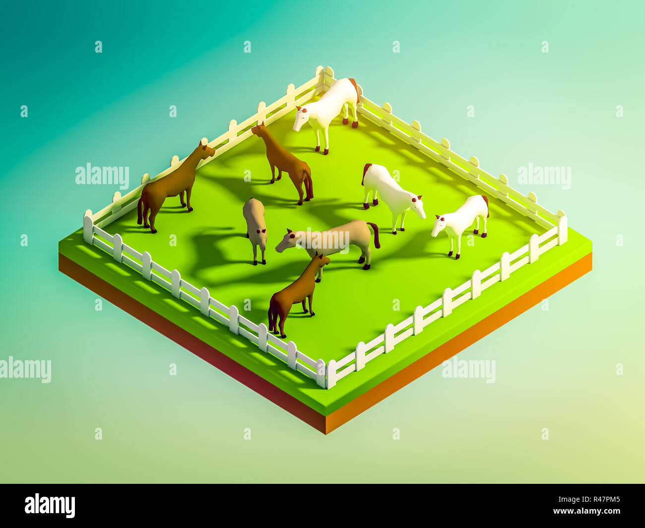 animals in the landscape, isometric view Stock Photo - Alamy