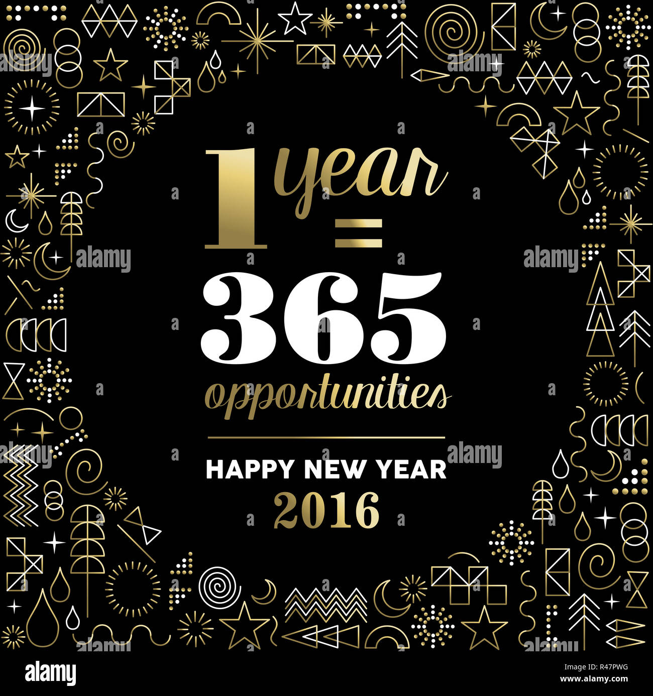 New Year 2016 inspiration quote poster gold Stock Photo - Alamy