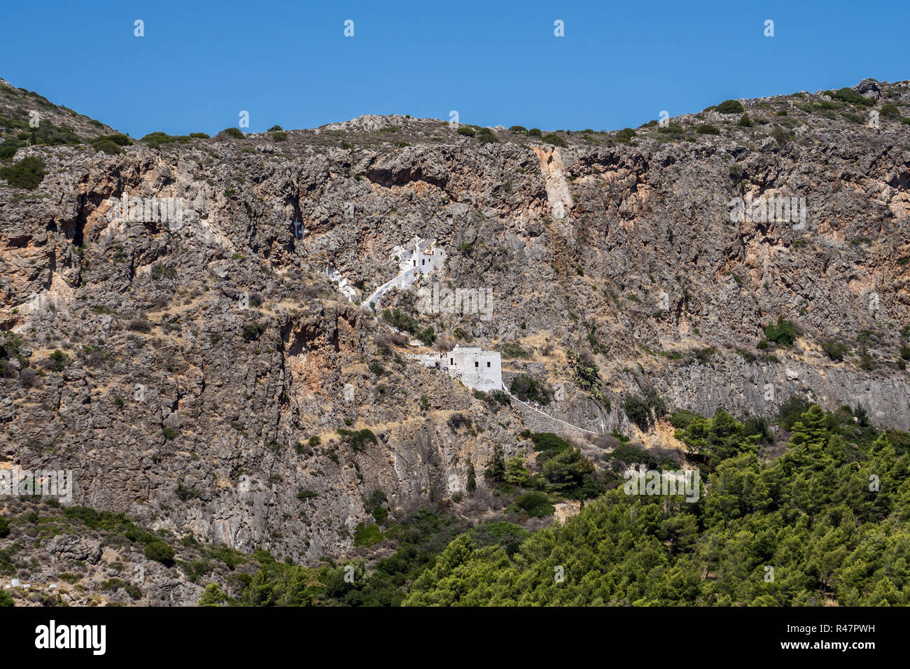 Saint John on the cliff monastery near Kapsali village in Kythira ...