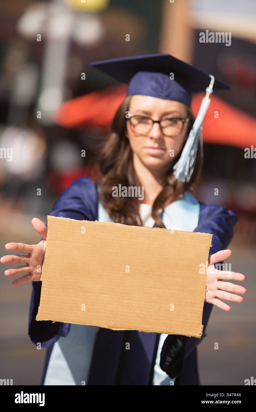 Person with Blank Sign Stock Photo - Alamy