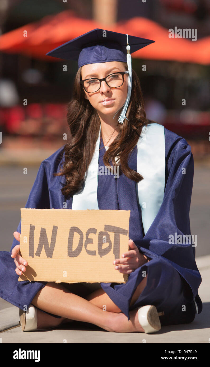 Lonely female student eyeglasses sitting hi-res stock photography and ...