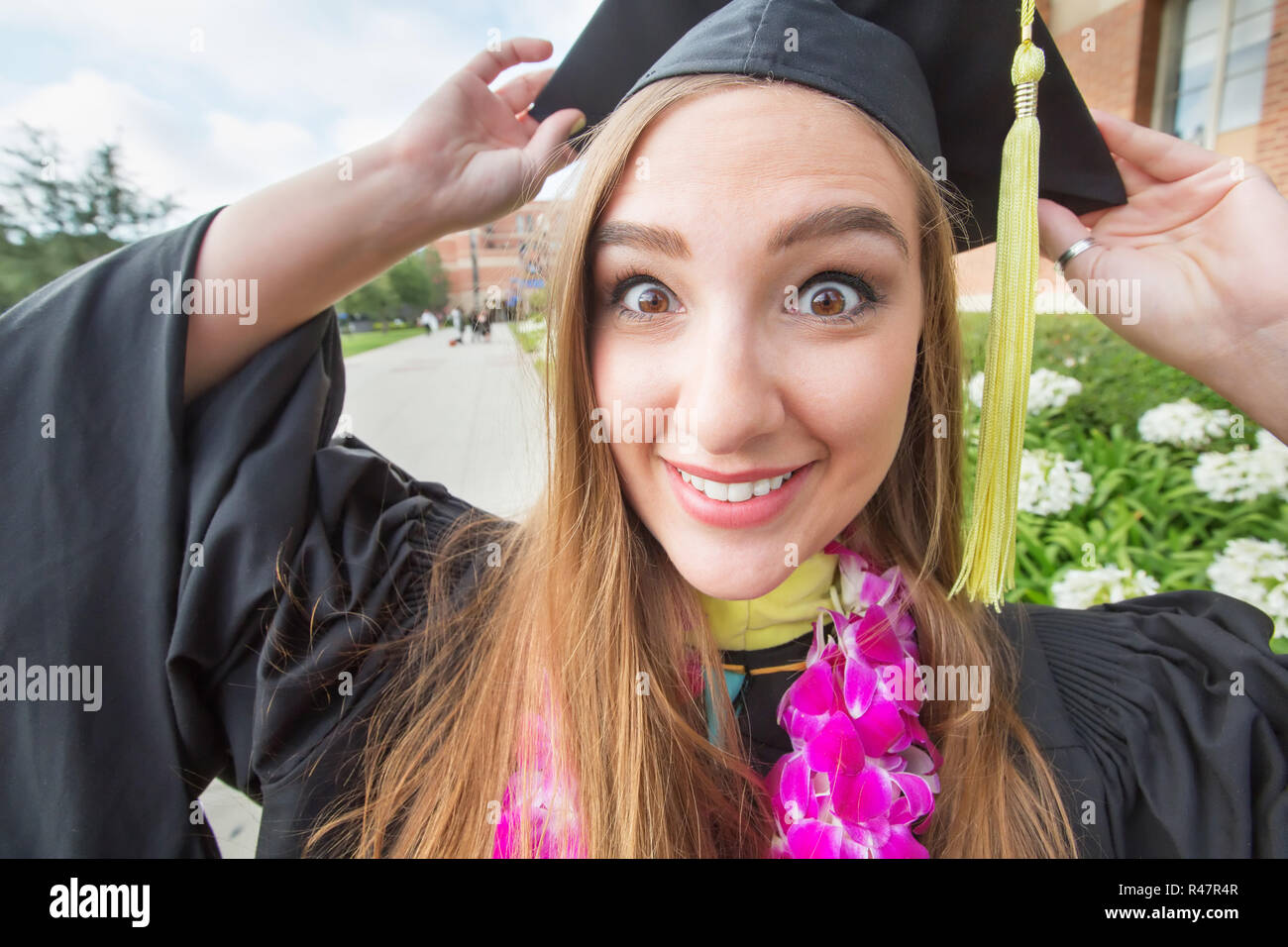 Excited College Student Stock Photo - Alamy