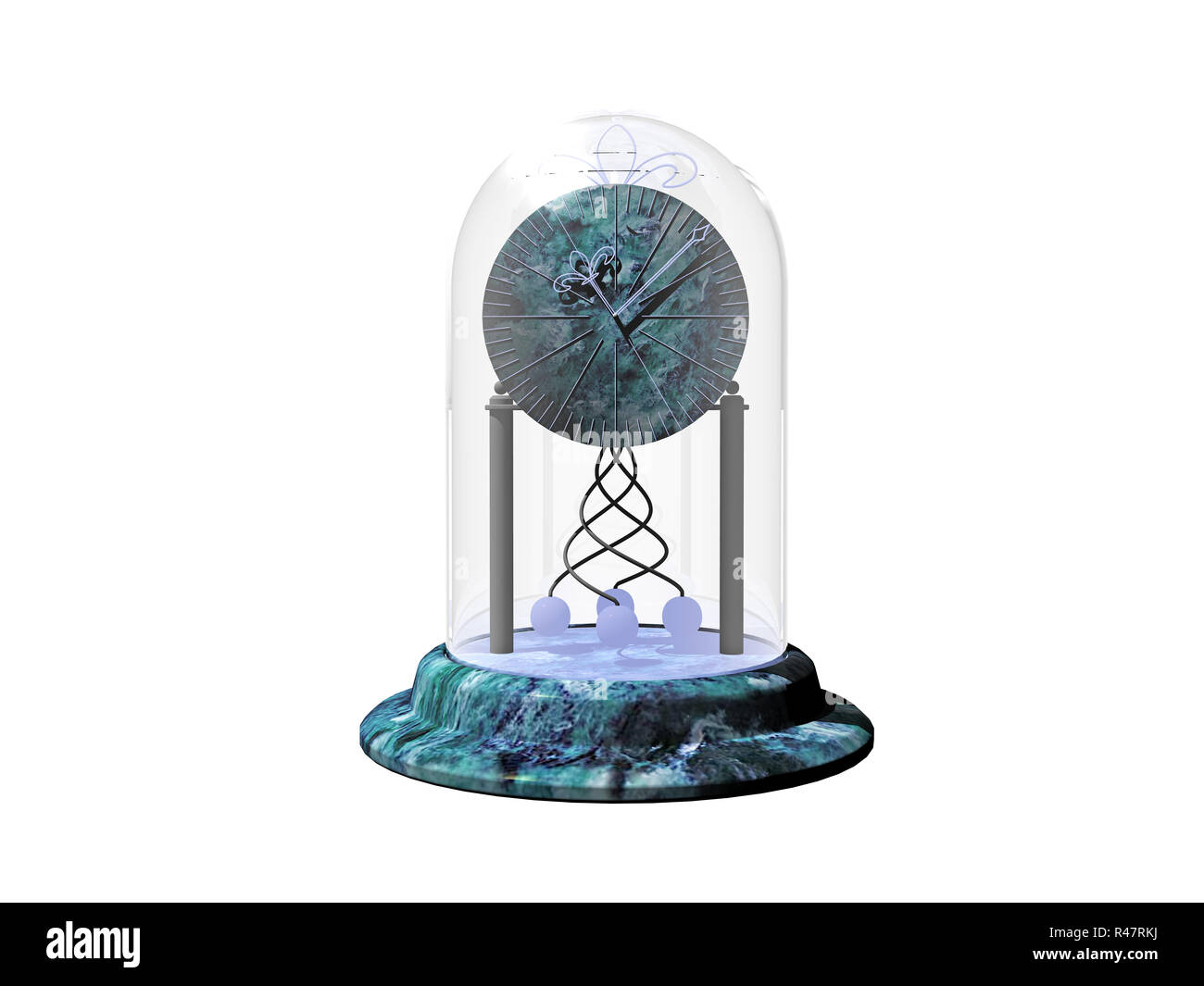 optional table clock under glass bell Stock Photo - Alamy