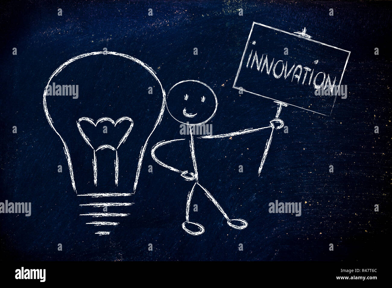 man with ideas and knowledge promoting innovation Stock Photo - Alamy