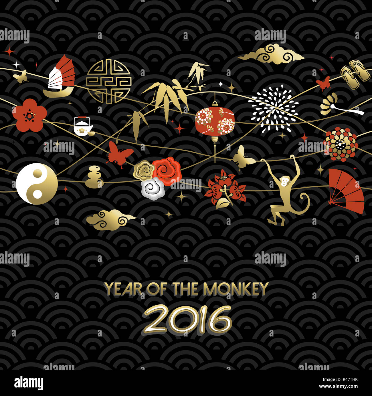 Chinese new year 2016 monkey icon decoration gold Stock Photo - Alamy