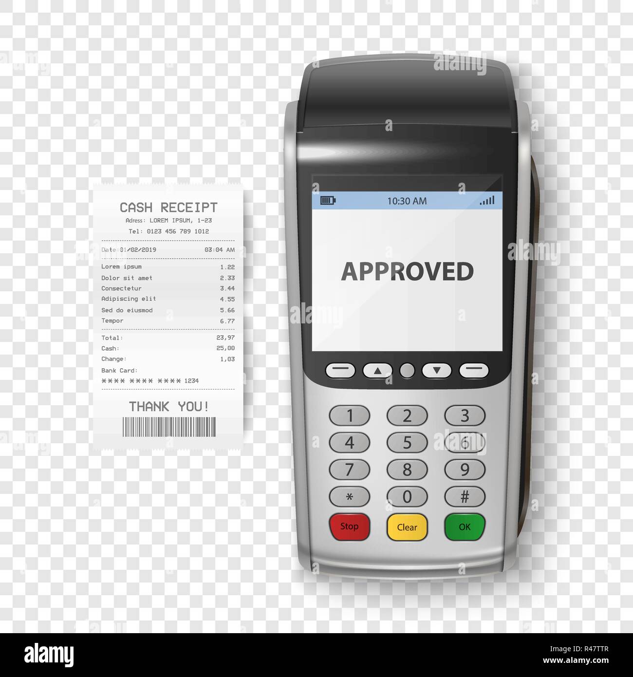 Vector Realistic Silver 3d Payment Machine. POS Terminal with Receipt Closeup Isolated. Design ...