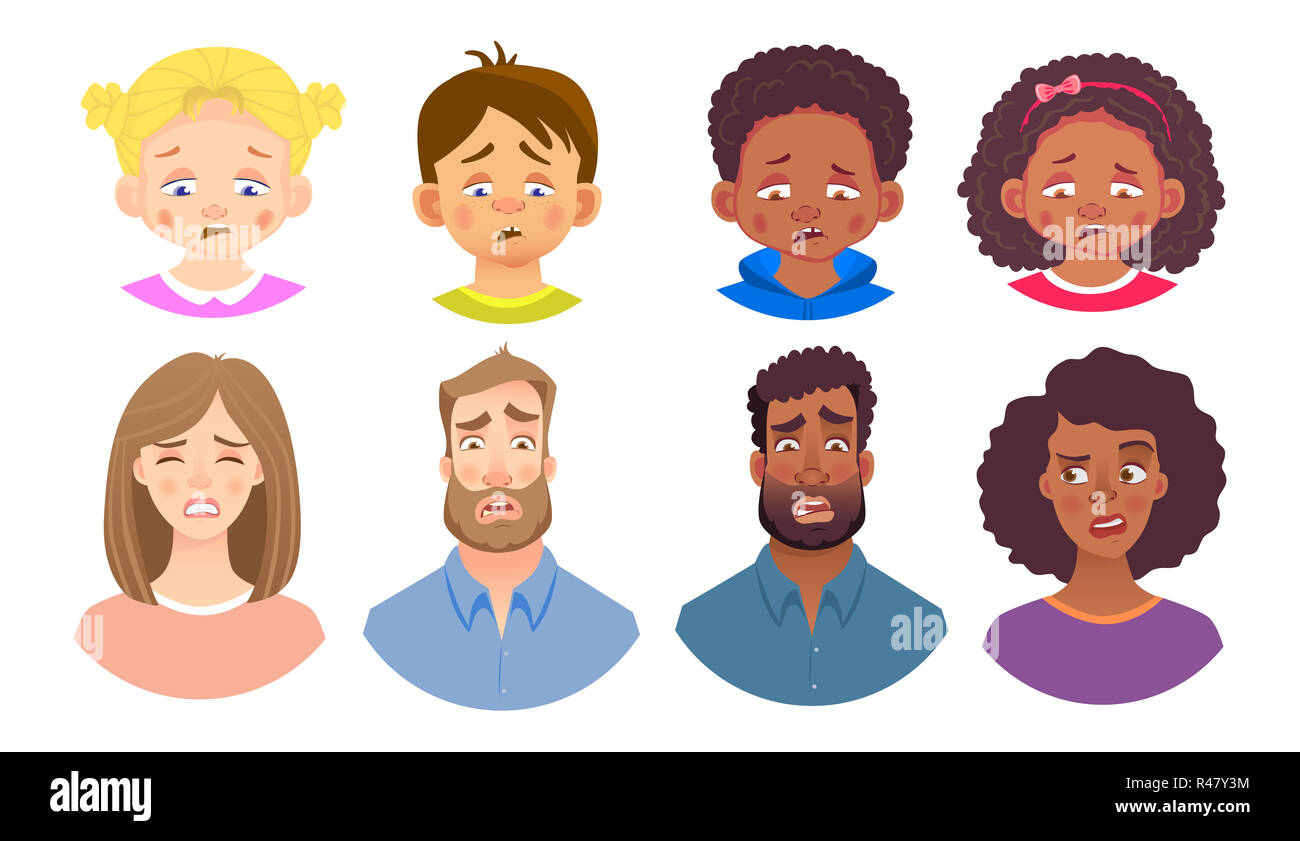 Emotions of human face set. Facial expression. Avatar illustration ...
