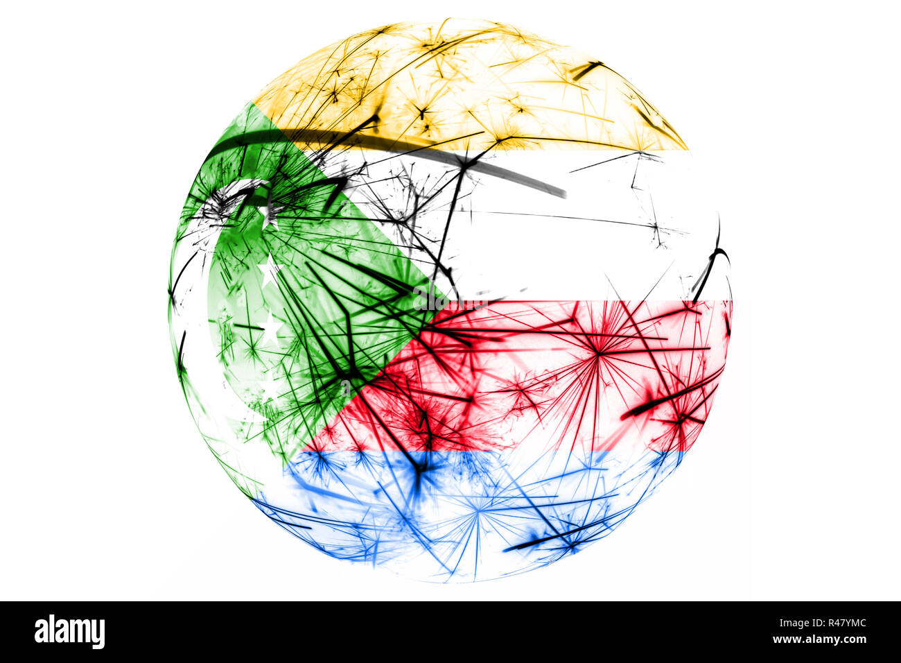 Comoros fireworks sparkling flag ball. New Year, Christmas and National ...