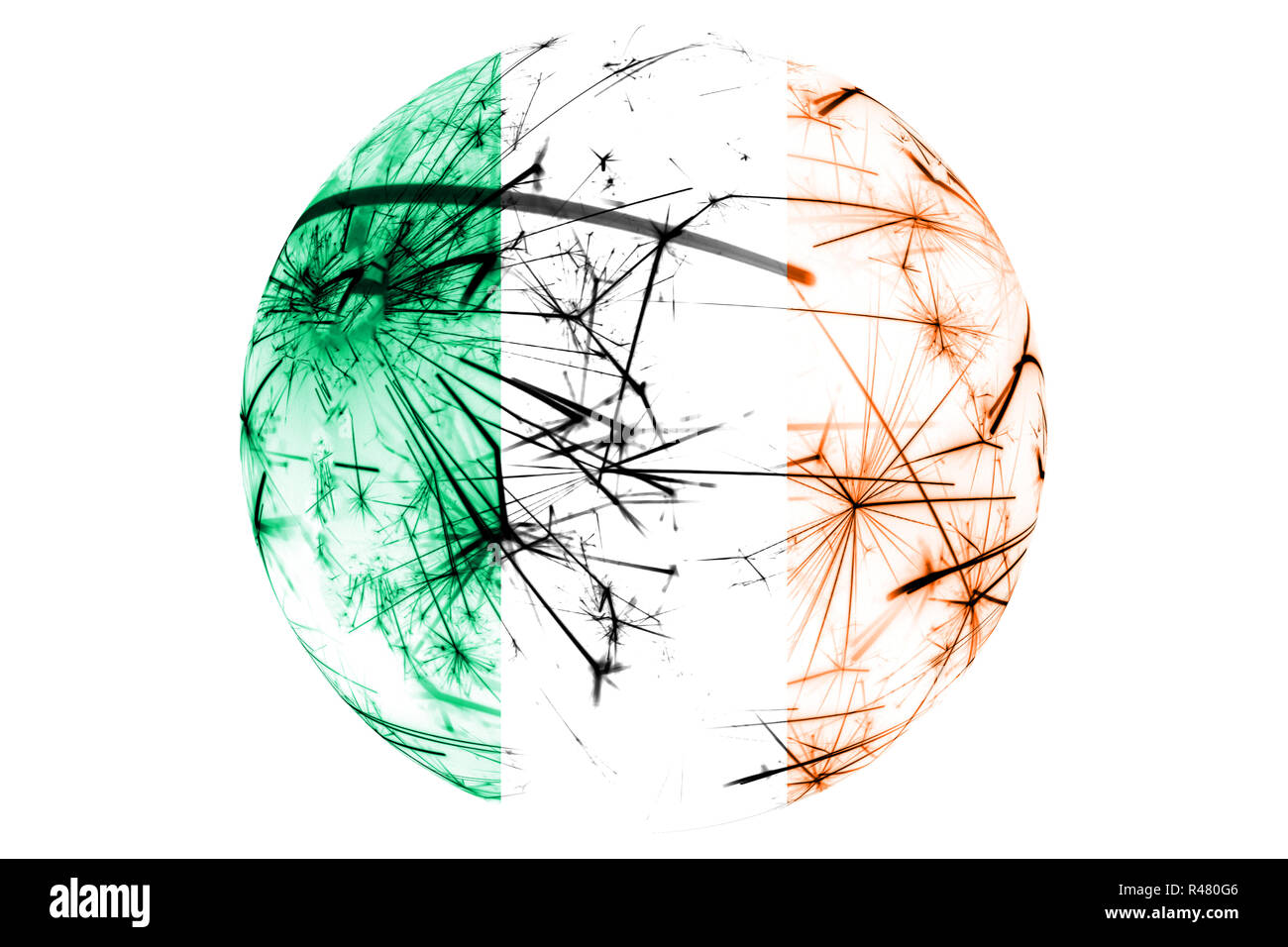 Ireland fireworks sparkling flag ball. New Year, Christmas and National ...
