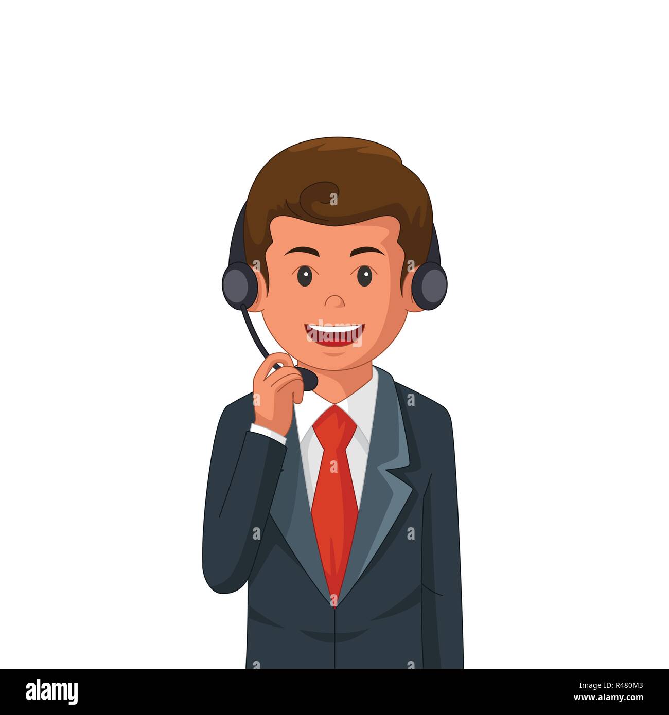 A vector illustration of Businessman Wearing Headset Stock Vector Image ...