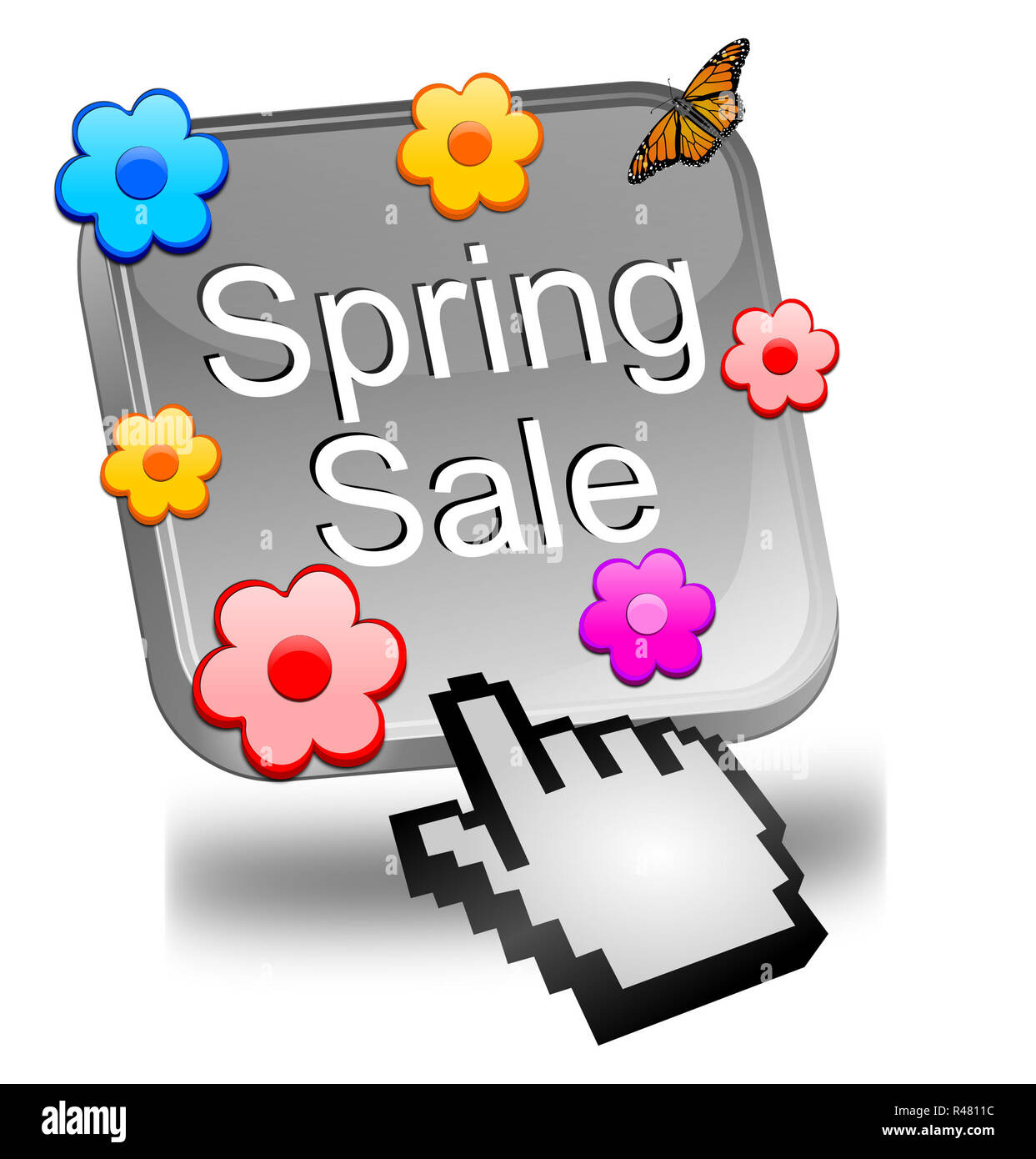 spring sale button with cursor Stock Photo - Alamy