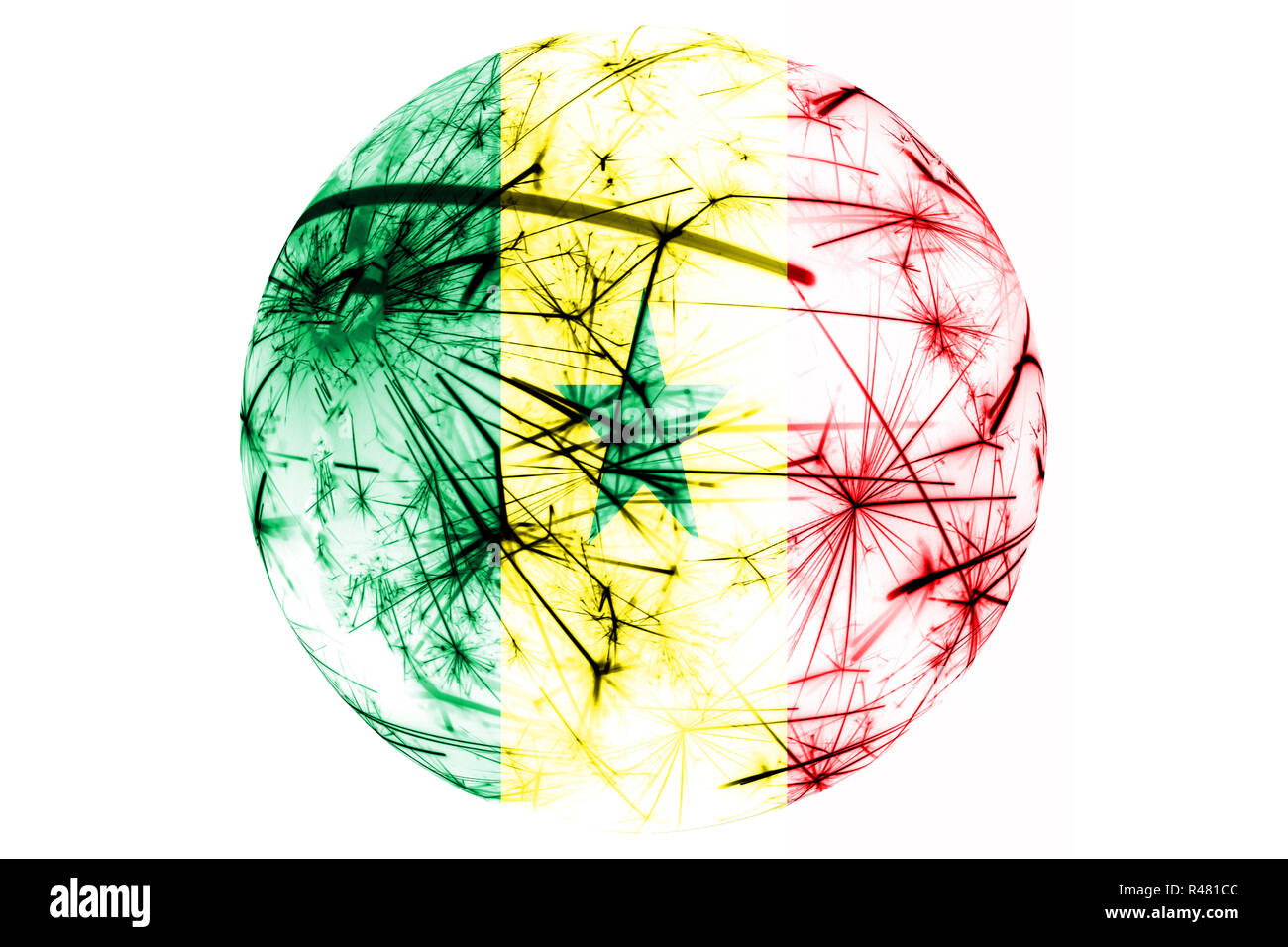 Senegal fireworks sparkling flag ball. New Year, Christmas and National ...