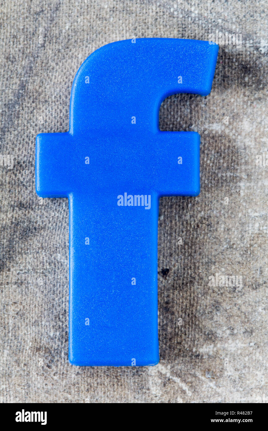 Blue plastic letter F Stock Photo - Alamy